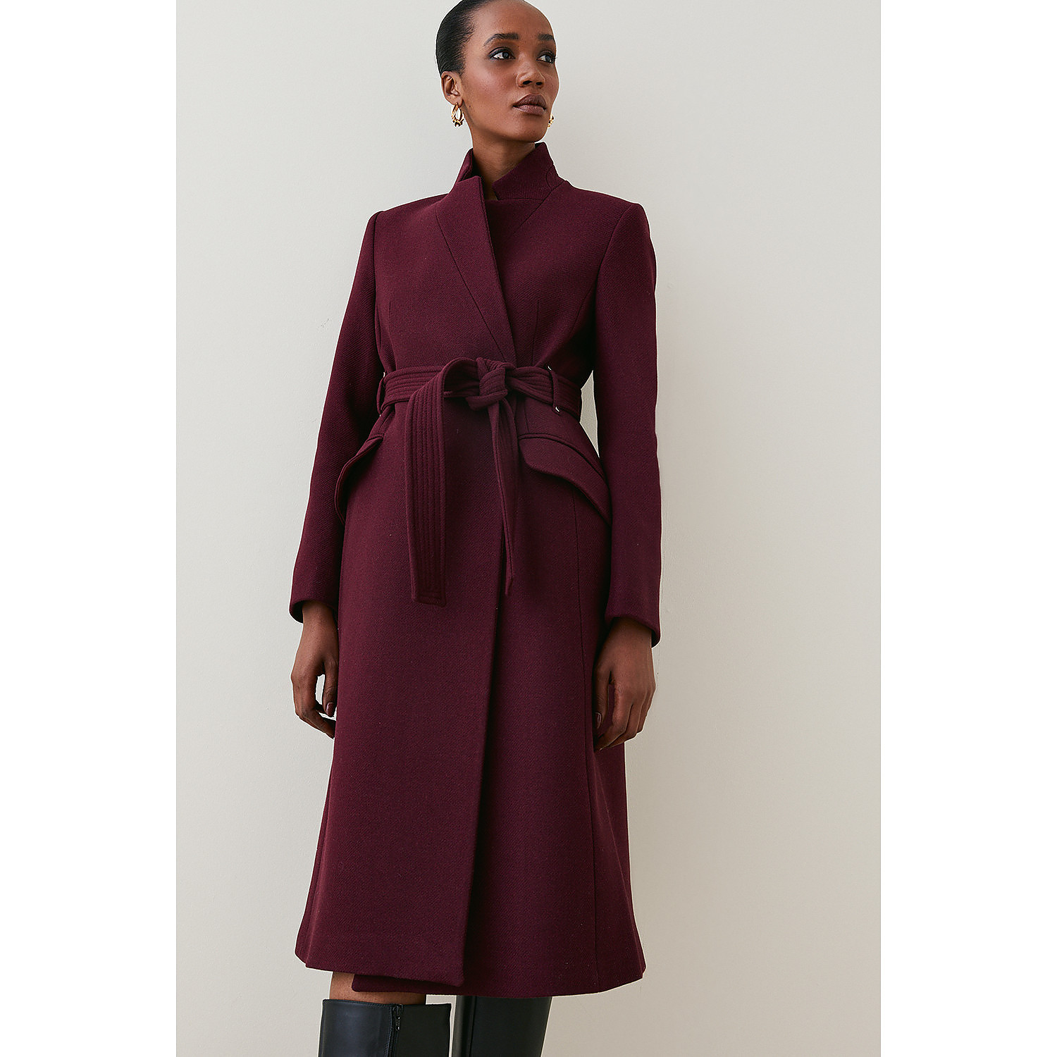 Rent Buy Karen Millen Italian Wool Investment Notch Neck Coat | MY ...